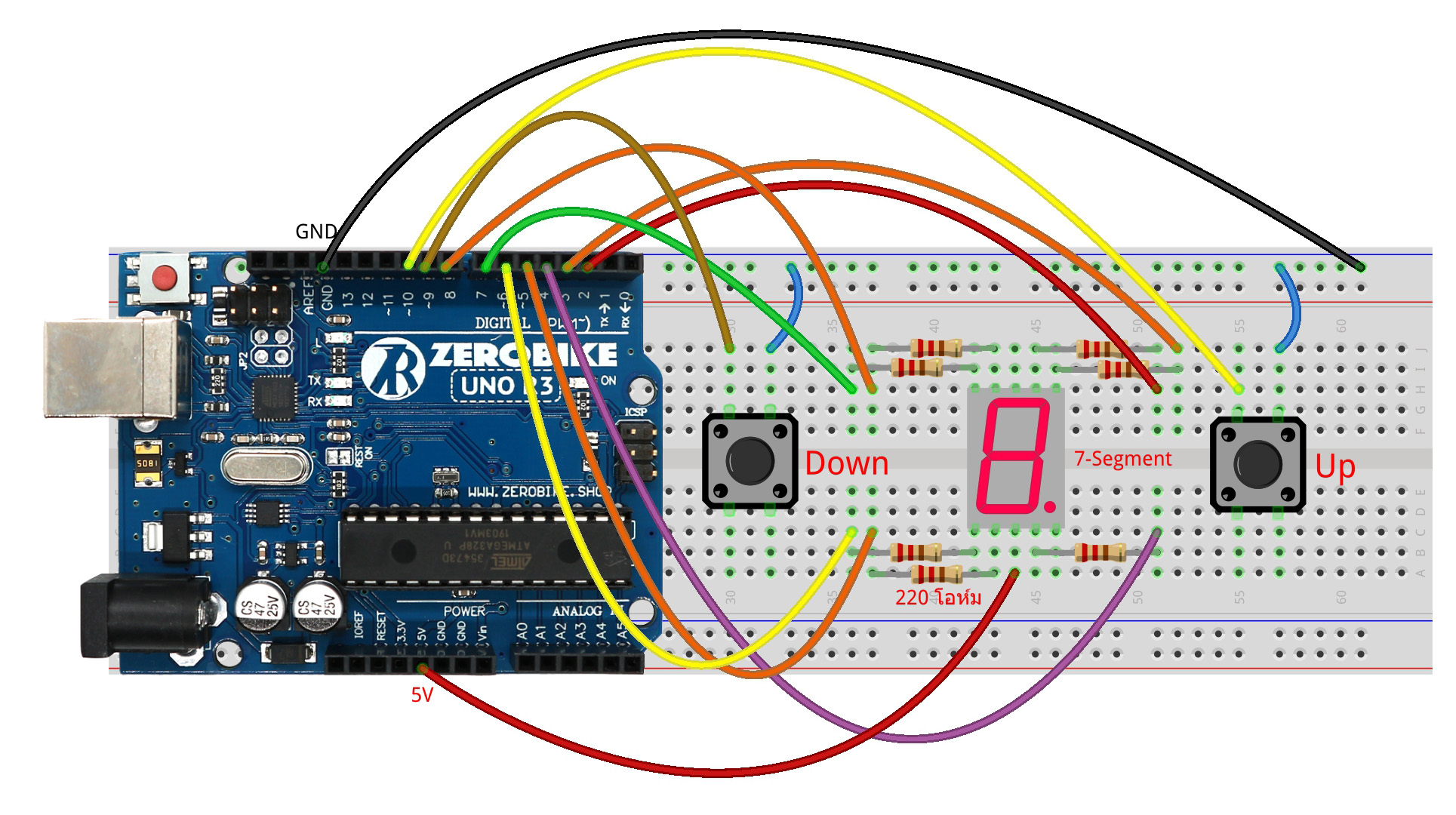 Project 1 Button Switch Controlled 7 Segment ปุ่มกดนับ ขึ้น ลง แสดงผลบน 7 Segment